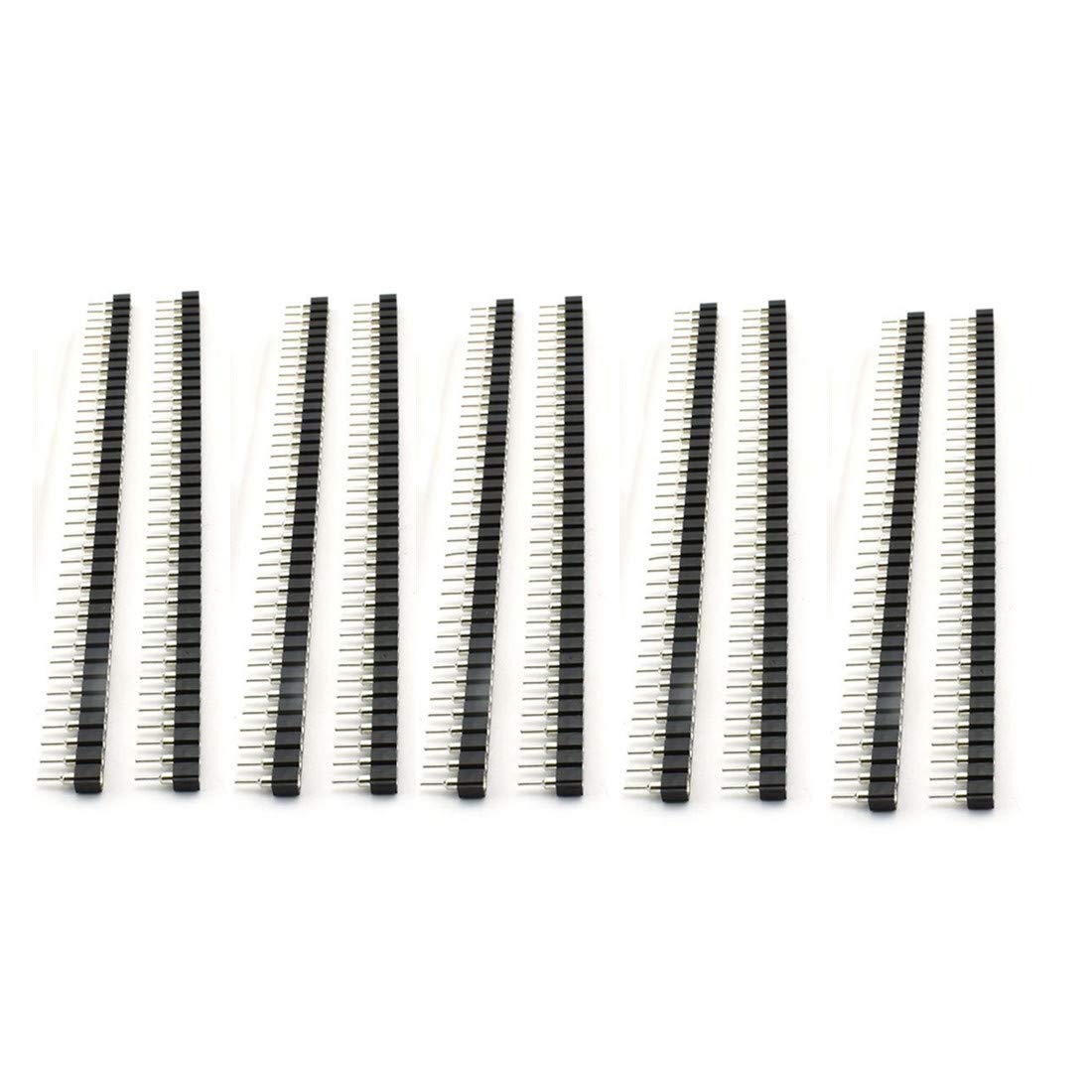 bnafes 10Pcs 2.54mm 40Pin Round Female Socket Pin Header Strip 1x40P ...