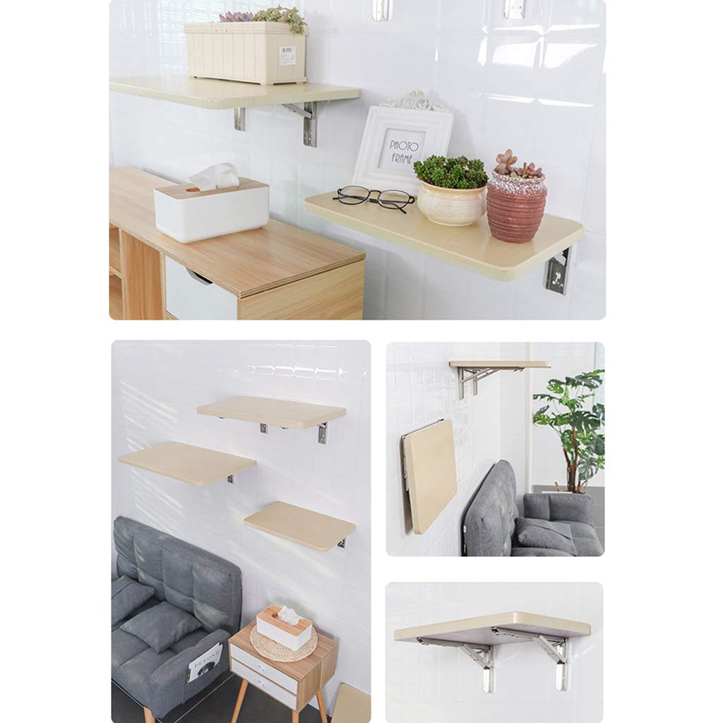 Wall-mounted Drop-leaf Table, Floating Shelf Solid Wood Multifunctional ...