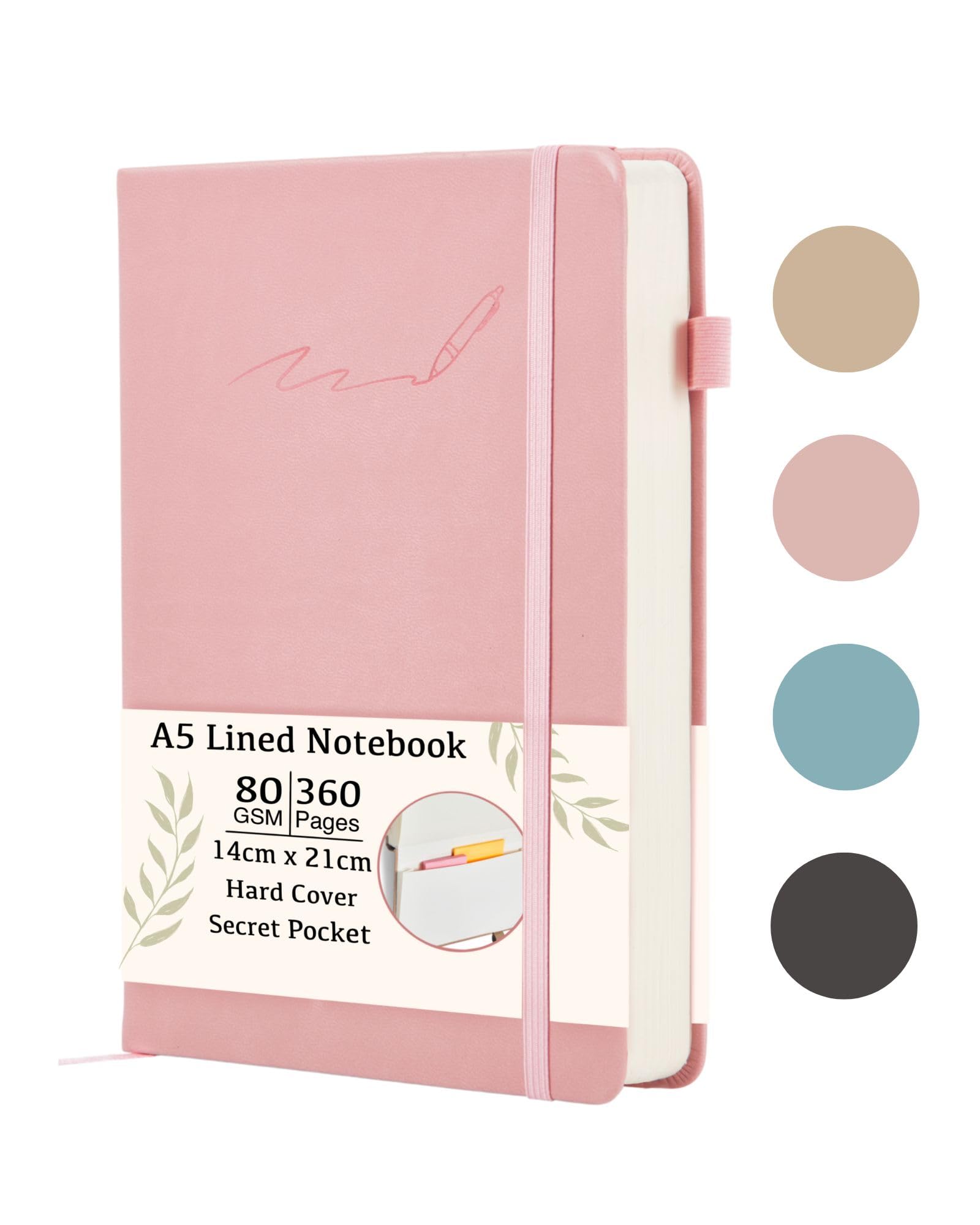 Soul Projekt Pink Hardback Notebook A5 Lined, 360 pages, Gifts Women ...