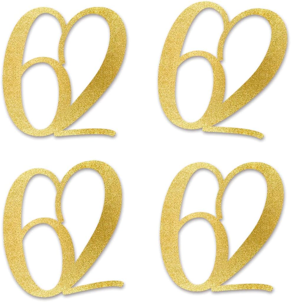 Amazon.com: Gold Glitter 62 Cut-Out Numbers, 62nd Birthday Party ...