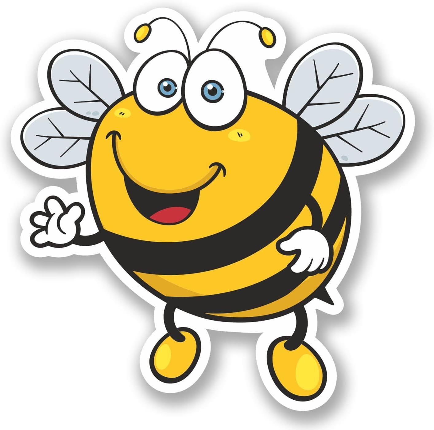 2no. 150mm Happy Bee Stickers - Self Adhesive Stickers - Easy to Apply ...