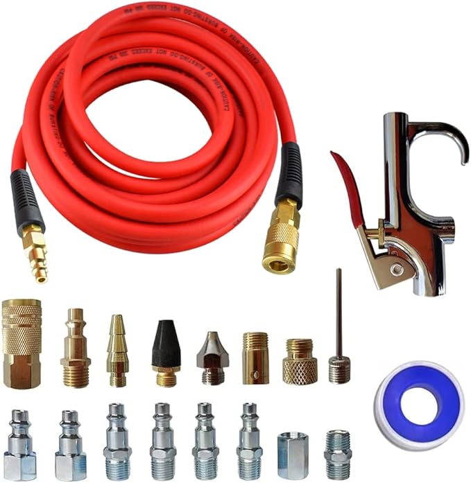 Abakoo 19 Pieces Air Compressor Accessory Kit, 1/4" x 25 Feet Hybrid ...