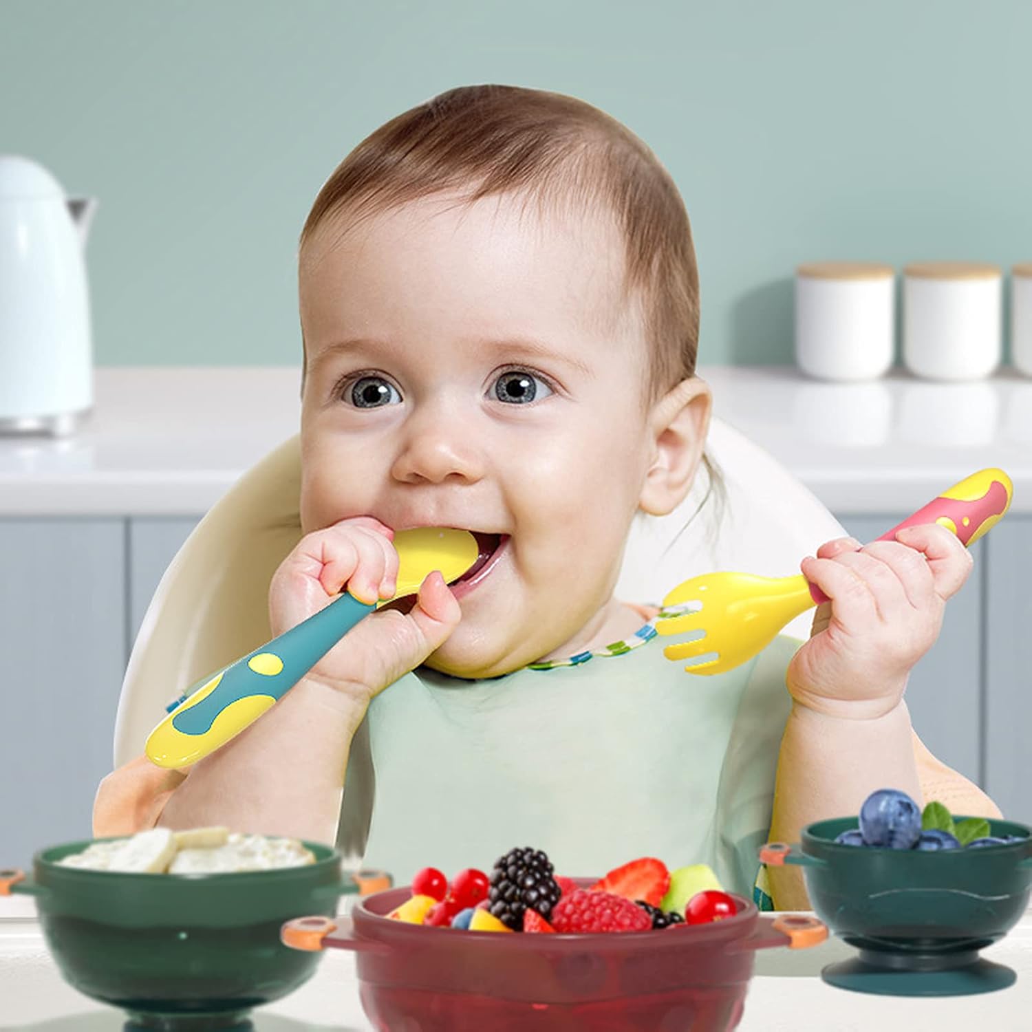 Baby Utensils Spoon, Bend At Will Toddlers Feeding Spoon Silicone ...
