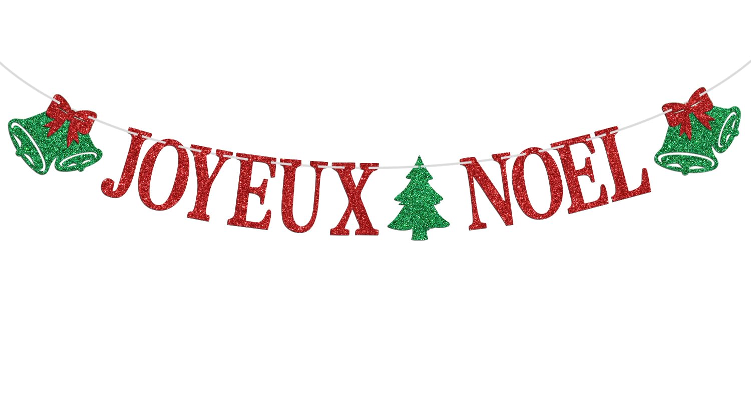 Amazon.com: Joyeux Noel Banner, Christmas Bunting Pennant Sign for New ...