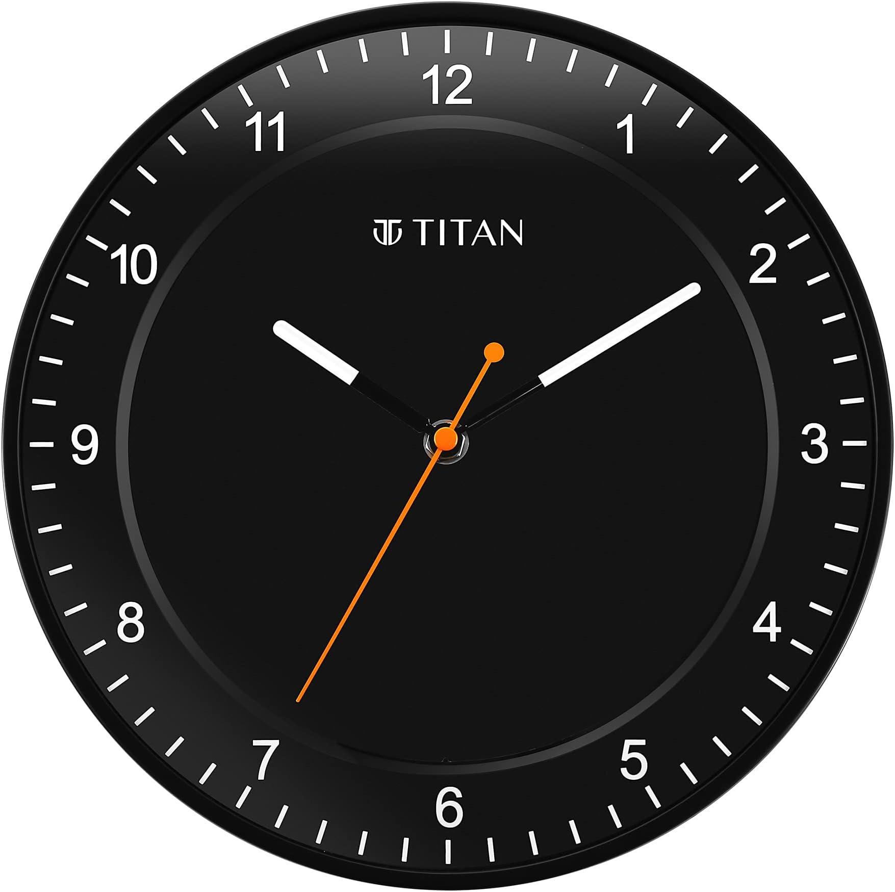 Buy Titan Contemporary Black Wall Clock with Domed Glass and Silent ...