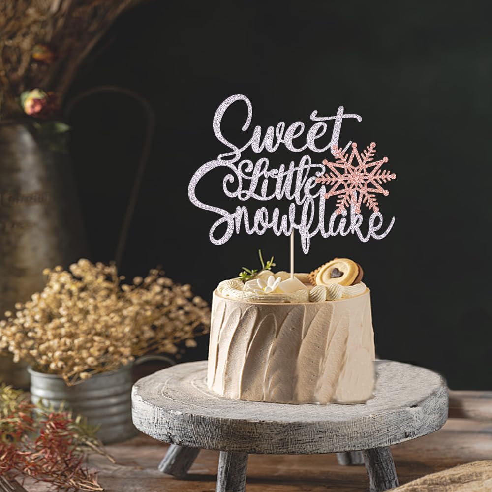 Amazon.com: Sweet Little Snowflake Cake Topper,Silver Winter Baby ...