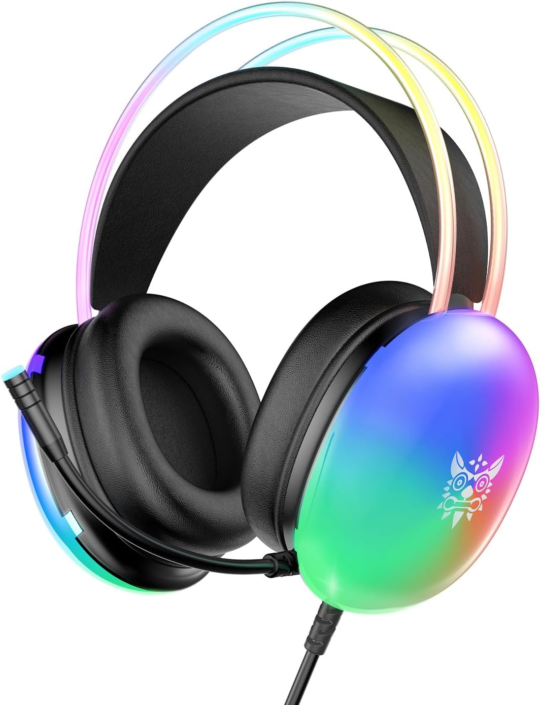 Amazon.com: Gaming Headset with Microphone, RGB Rainbow Lighting, PC ...