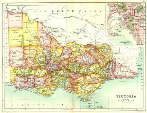 Old Melbourne Map Australia Yarraville, Victoria Vintage Maps