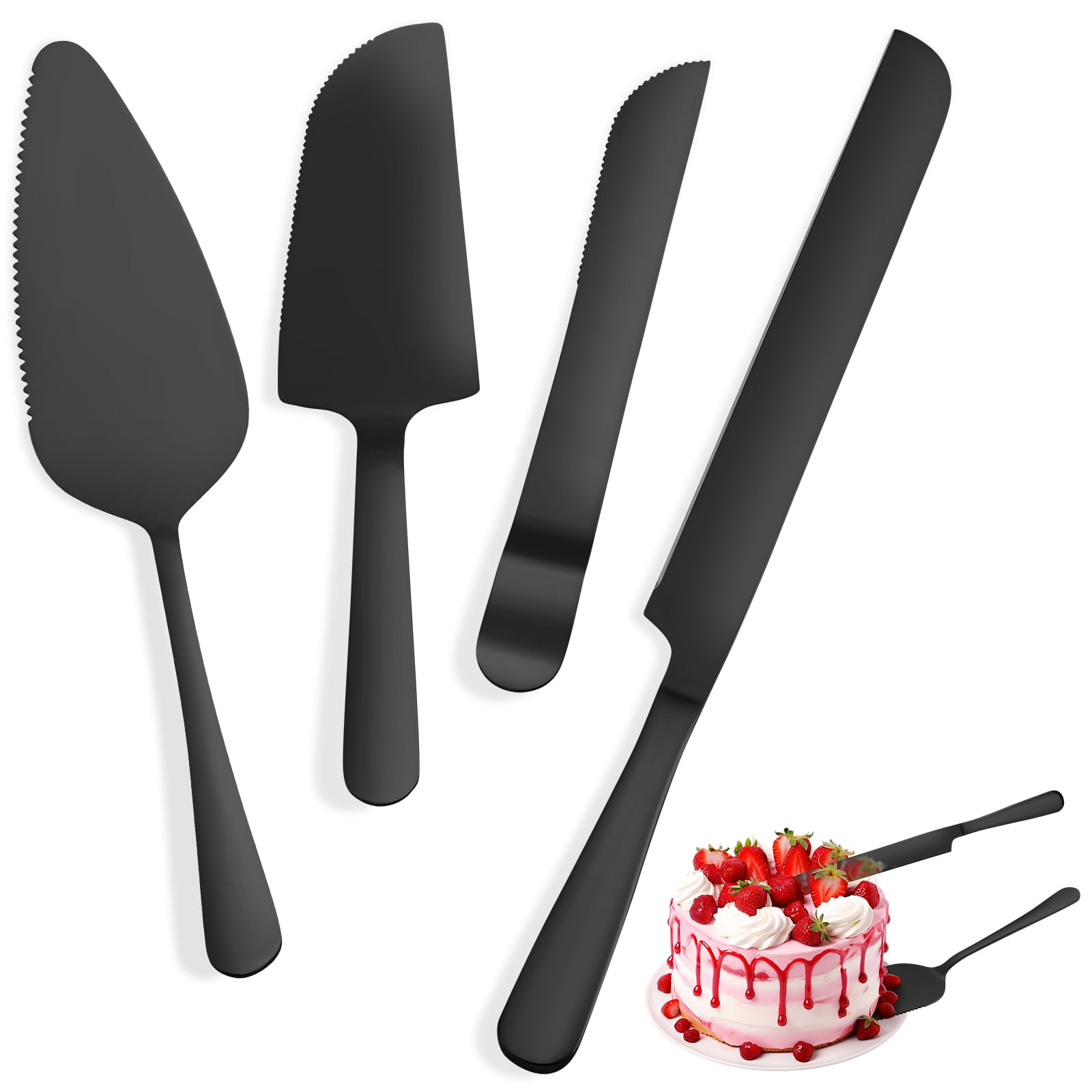Amazon.com | 4 Pcs Black Cake Cutting Set, Premium Cake Cutter & Pie ...