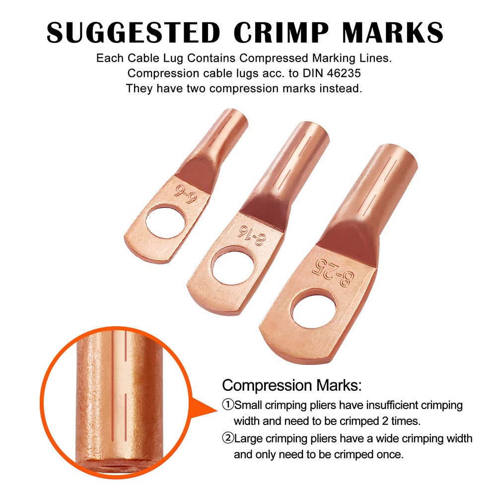 Snapklik.com : AIRIC 4AWG Copper Ring Terminals 5/16 Stud