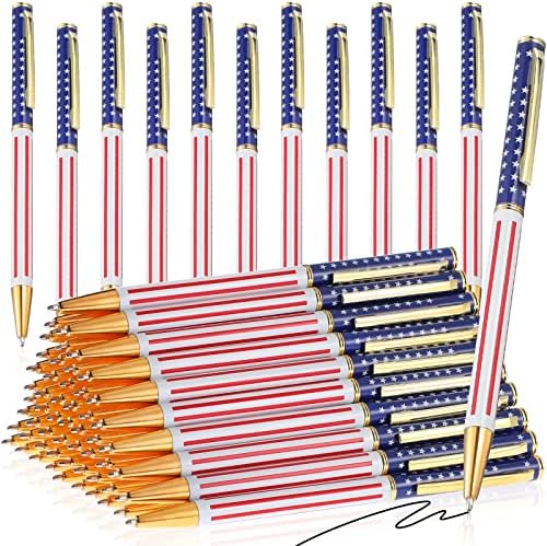 Amazon.com : Gueevin 60 Pcs American Flag Ballpoint Pen Patriotic Metal ...