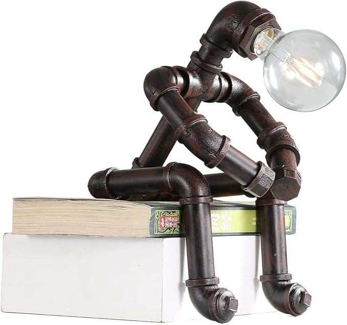 EFINEHOME Water Pipe Table Lamp Robot Style- Retro Industrial Table ...