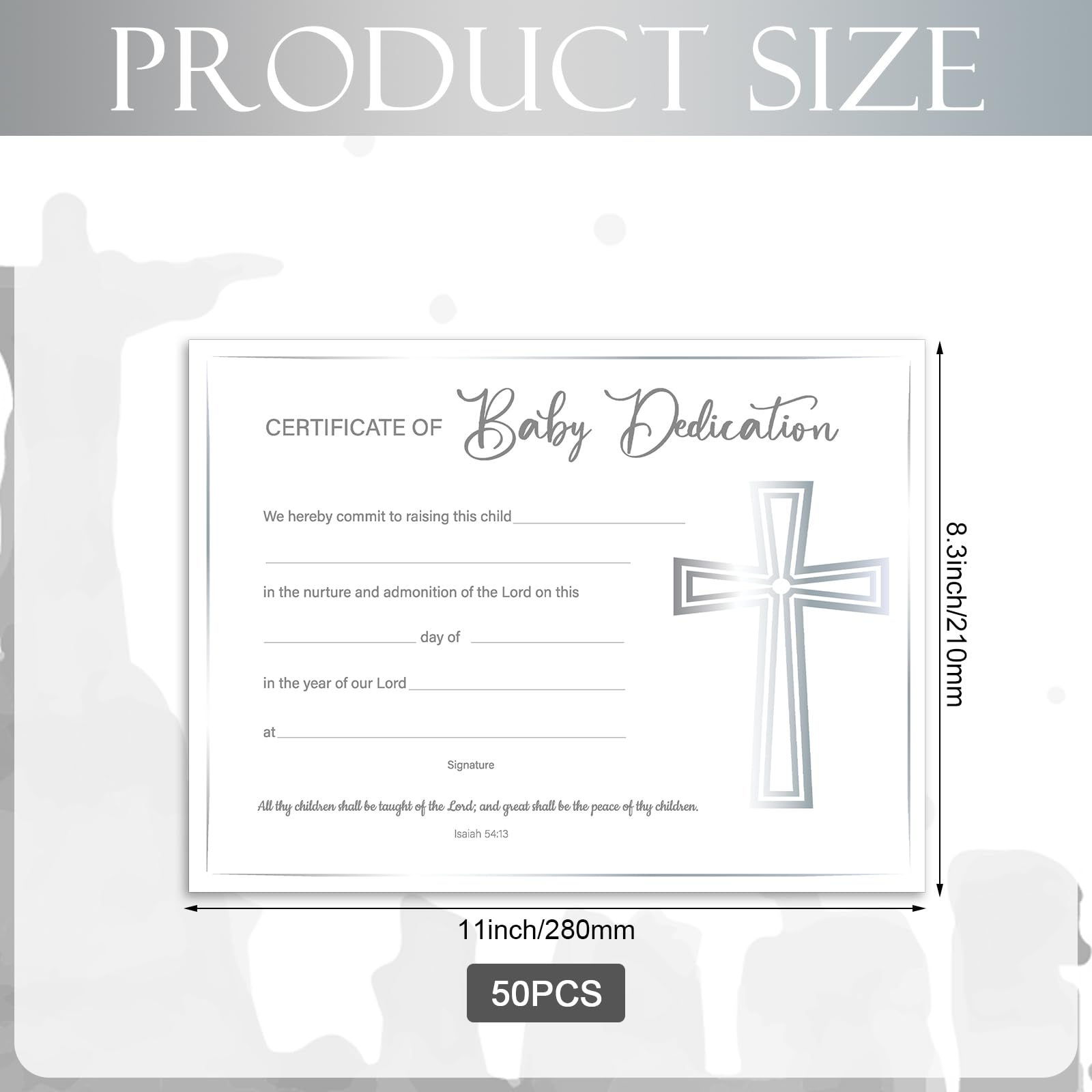 Snapklik.com : Fainne 50 Pcs Baptism Certificates For Church 11 X 8.3 ...