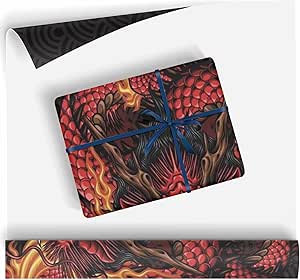 Amazon.com: Fire Dragon Roll Wrapping Paper 58 Inch X 23 Inch - Happy ...