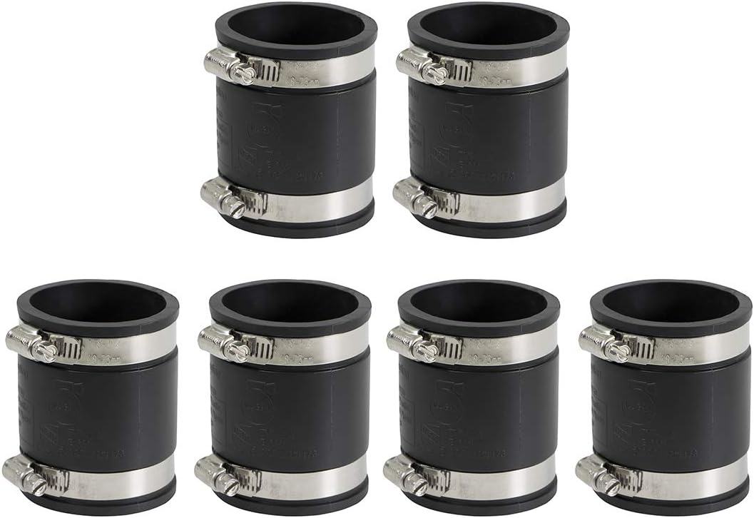 Supply Giant 6I5J Flexible PVC Coupling with Stainless Steel Clamps, 8. ...