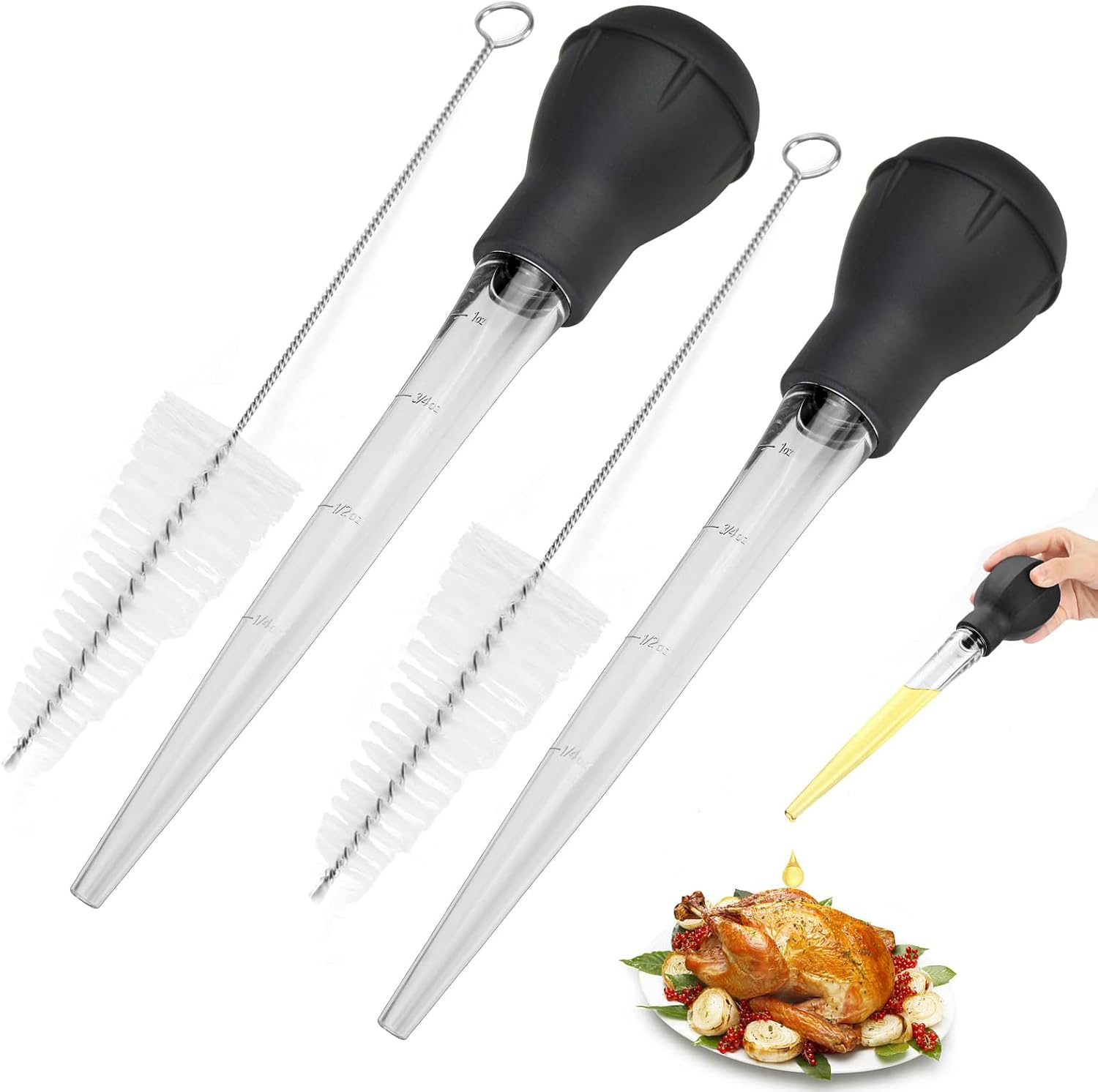 4 Pcs Turkey Baster Large, Meat Injector Syringe, Baster for Cooking ...