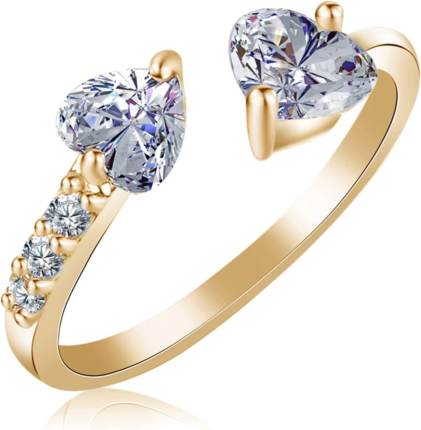 Amazon.com: ZOOICY Kanni Chalcedony Ioni Ring,Double Heart Full Diamond ...