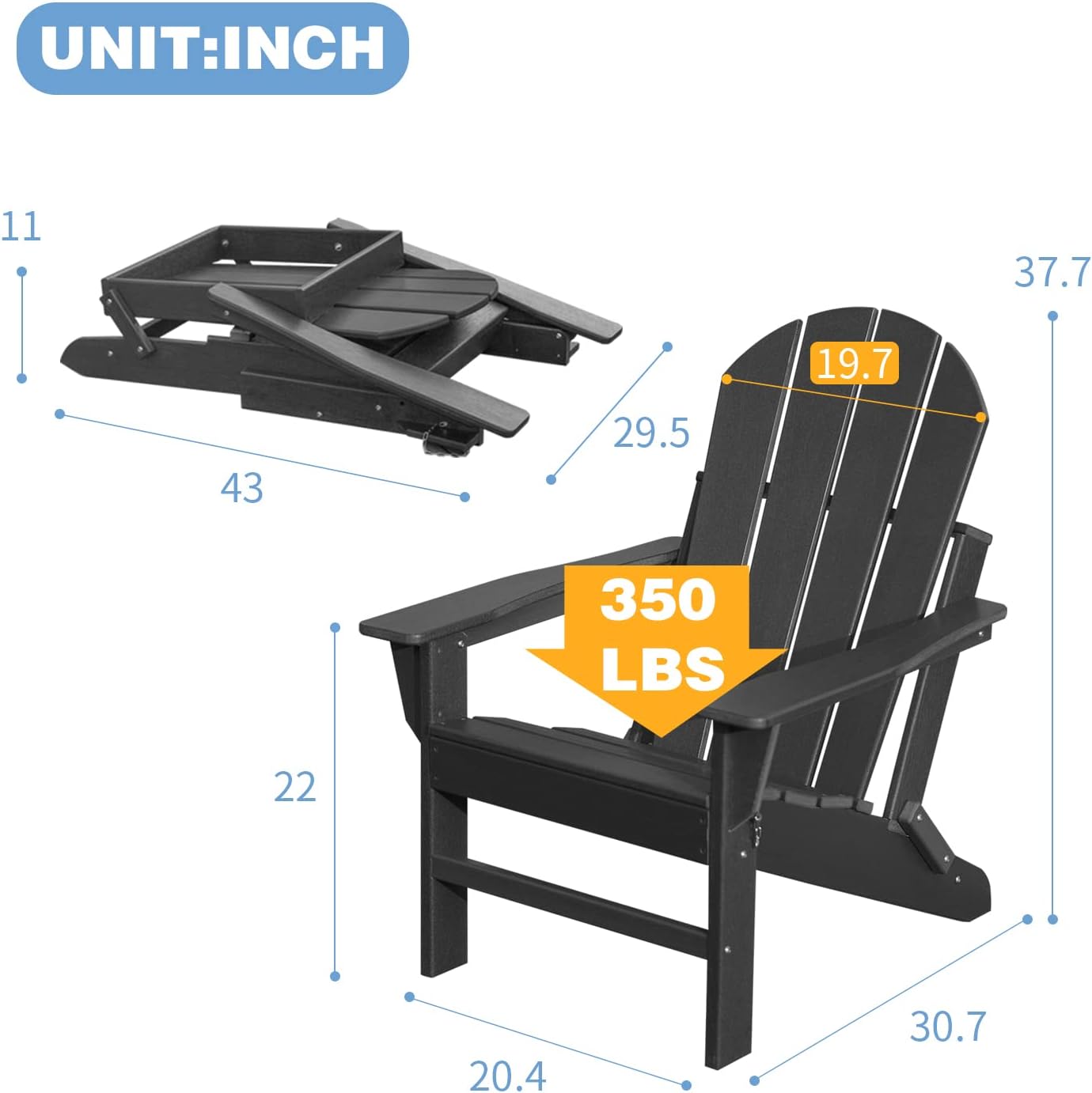 BIVODA Silla Adirondack hecha de polietileno de alta densidad ...