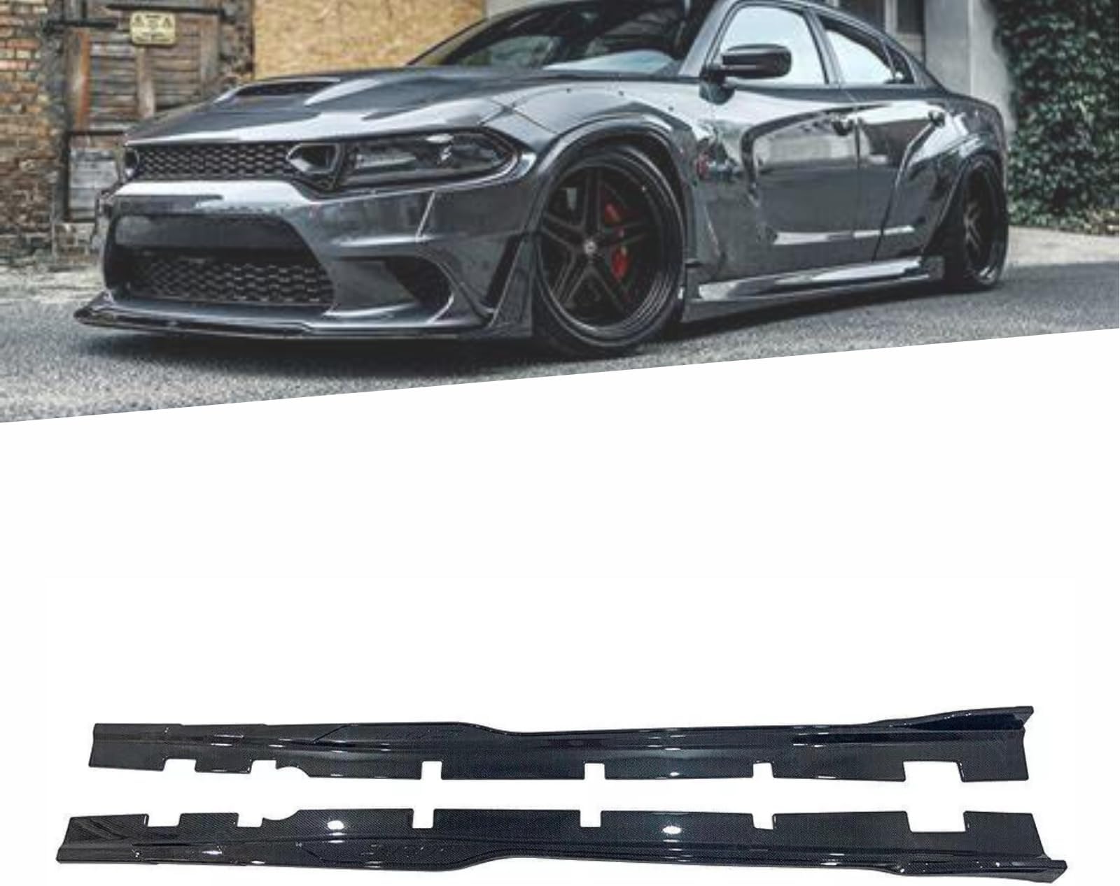 Amazon.com: POWECHOX Carbon Fiber Look Side Skirts Rocker Panel ...