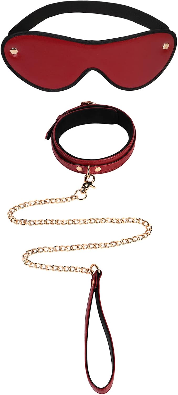 Amazon.com: VENESUN Faux Leather Bondage Collar with Chain Leash Set ...