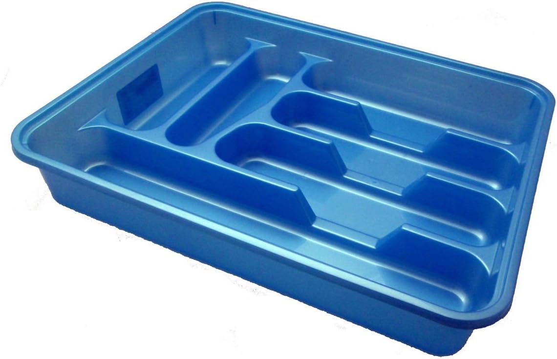 Amazon.com: Dunya Plastik Large Blue Plastic 6 Compartment Drawer ...