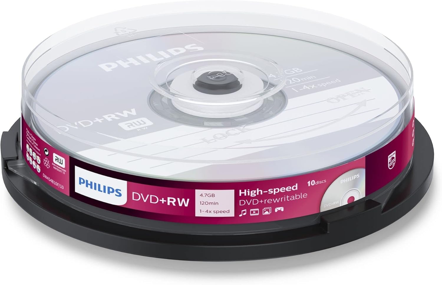 Philips DVD+RW 4.7Gb 4X Data/120min 10er Spindel : Amazon.co.uk ...