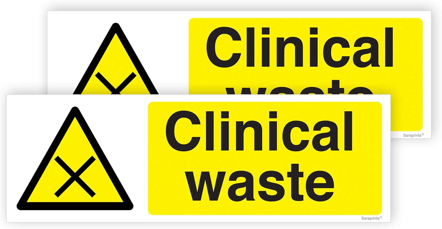 Pack of 2 Clinical Waste Sticker Clinical Waste Label (150 x 50 mm ...