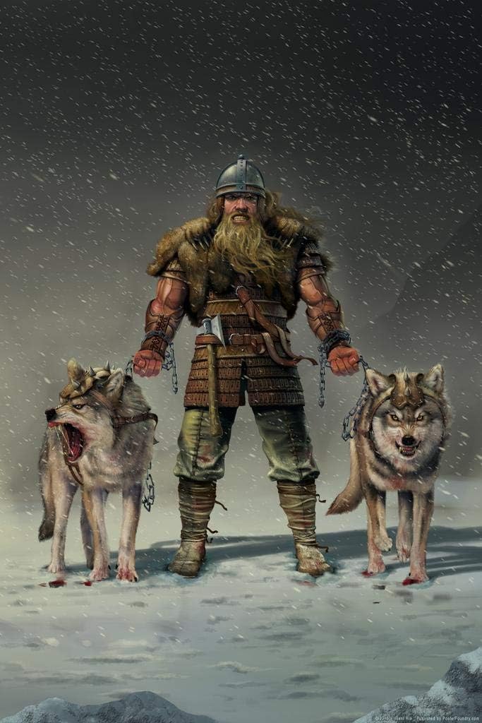 Mountain Viking Warrior Wolves by Vincent Hie Fantasy Art Print ...