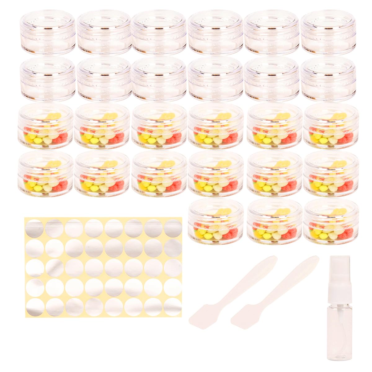 27 Pcs Empty Plastic Cosmetic Jars, 5ml Sample Containers Pots Bottles ...