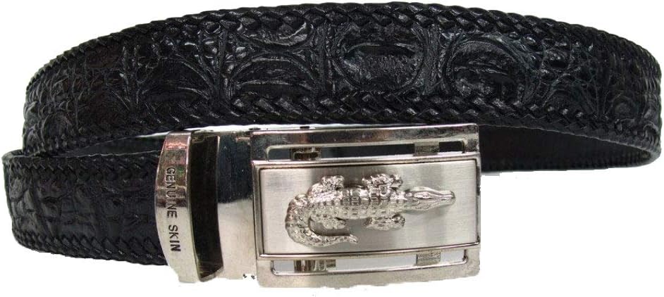 Genuine Real Backbone Crocodile Skin Leather Men's Knit Edges Black ...