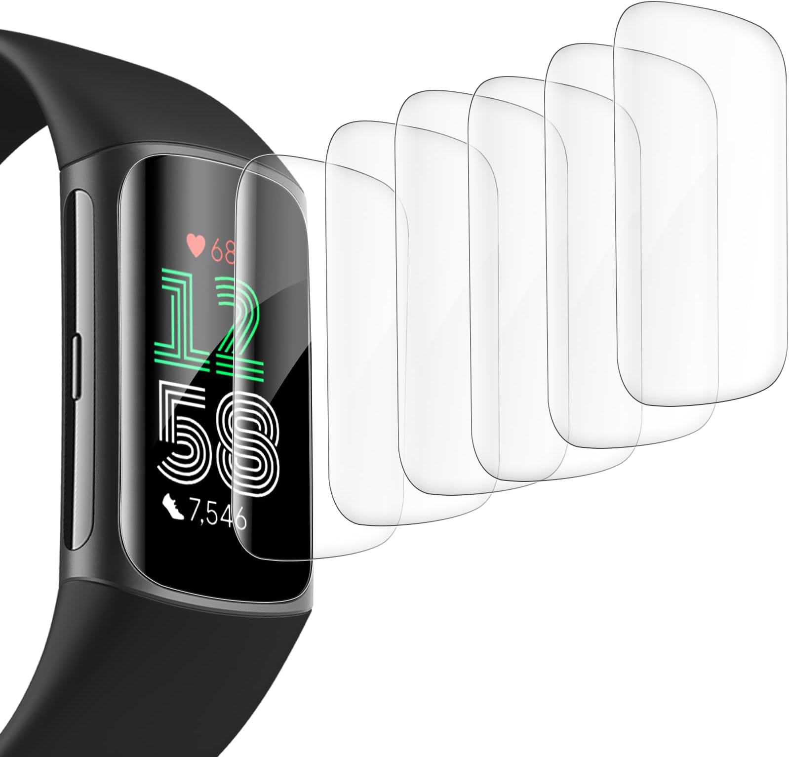 CAVN 6 Pack Screen Protector for Fitbit Charge 6/5, Ultra Clear Anti ...