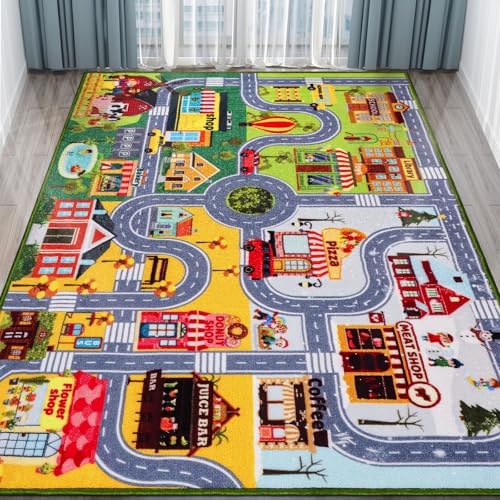 Mfmiudole Kids Carpet Car Play Rug, Kids Play Rug for Playroom, Play ...