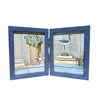 Janice life Wood Folding Picture Frames 4x6 with Glass-Hinged Double ...
