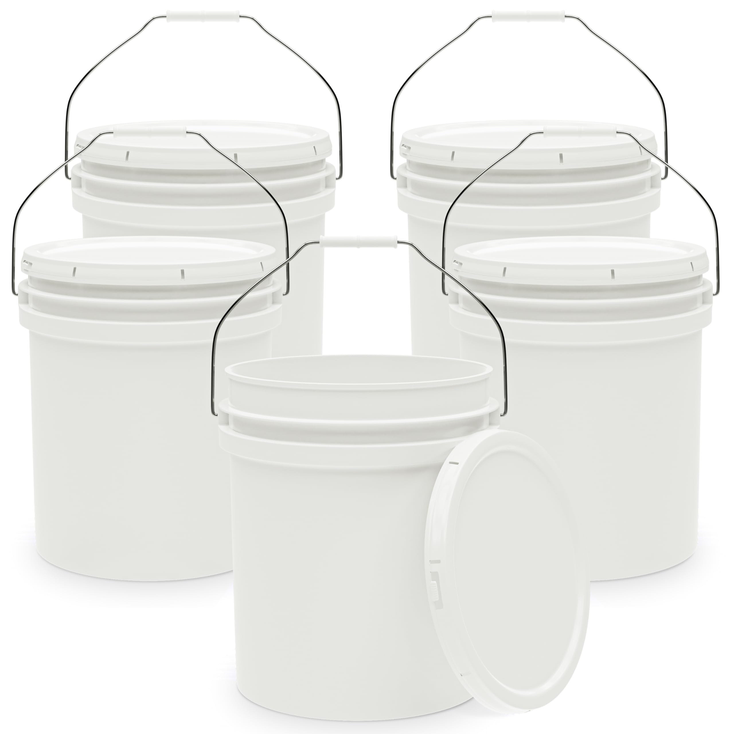 Amazon.com: 5-Gallon White Bucket Pail Container with Lid | Heavy-Duty ...