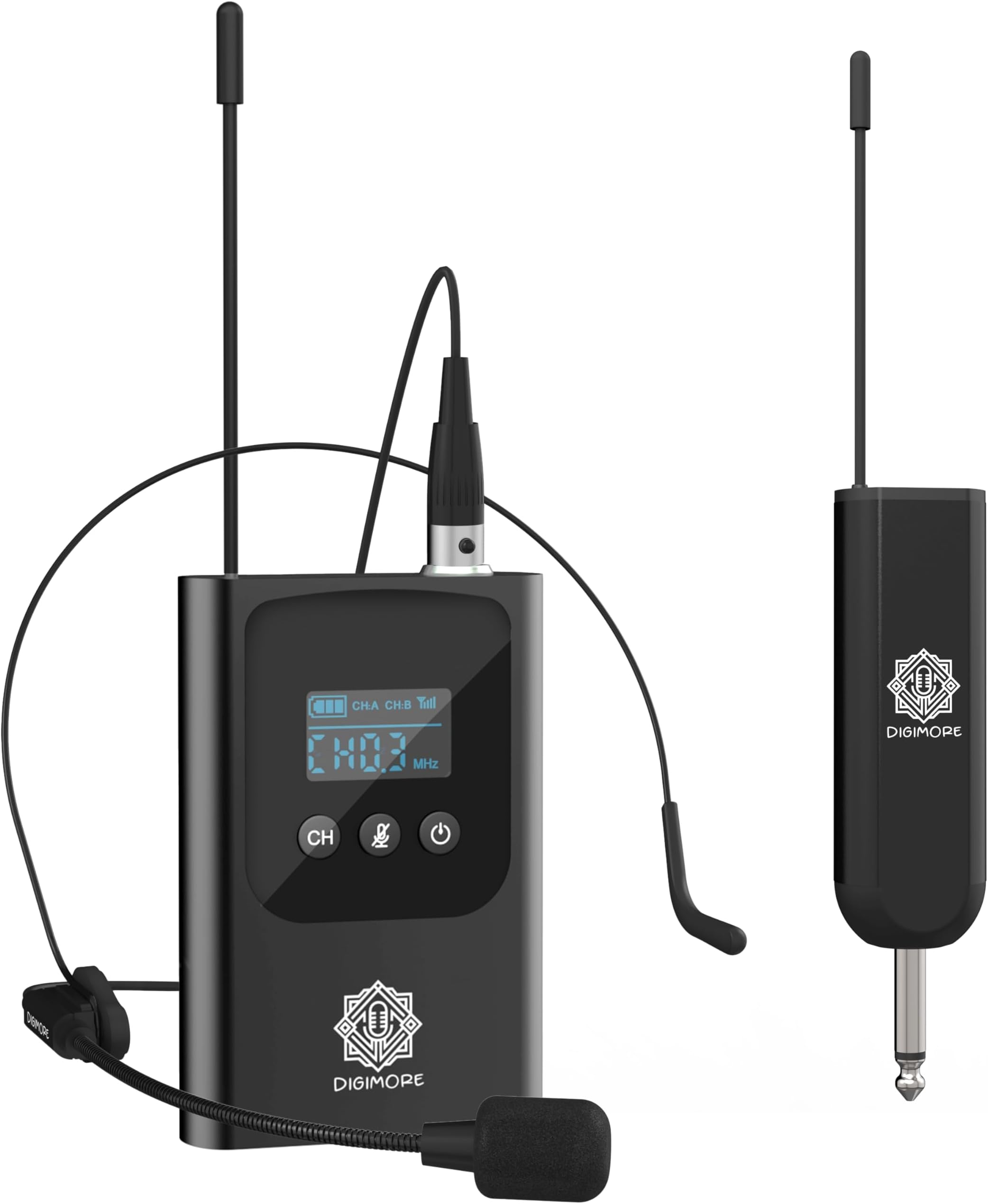 DIGIMORE UHF Wireless Headset Mic | 3-Pin Mini XLR Mic | 12Hrs Battery ...