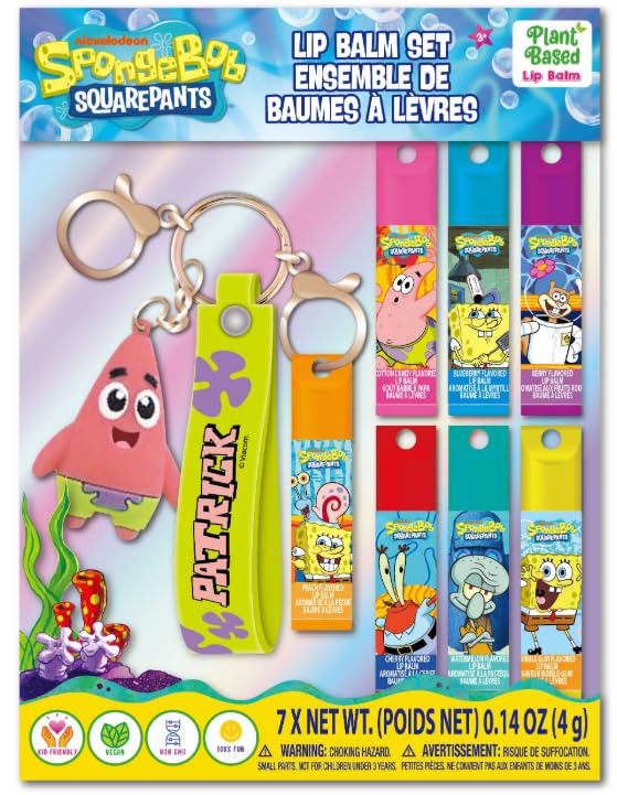 Amazon.com : SpongeBob SquarePants Lip Balm Set Plant Based by Townley ...