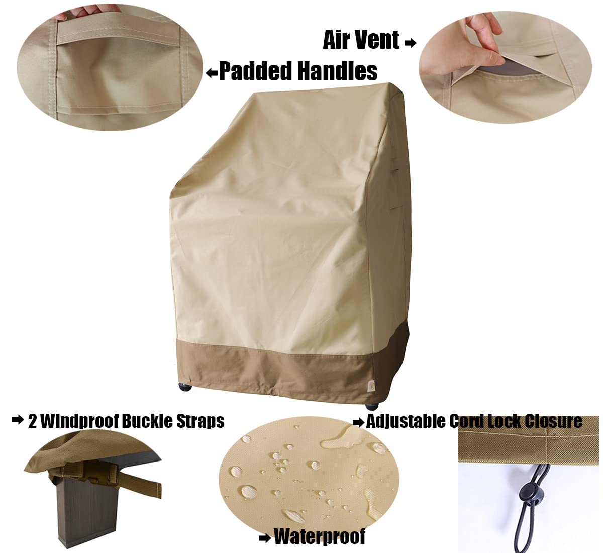 Snapklik.com : Vanteriam Patio Stackable Chairs Cover - Durable And ...