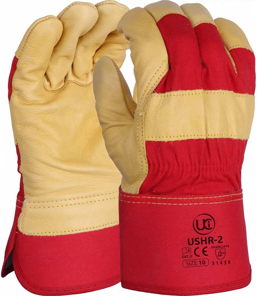 6 Pairs of Leather Rigger Safety Work Gloves | Heavy Duty | Red/Grey by ...