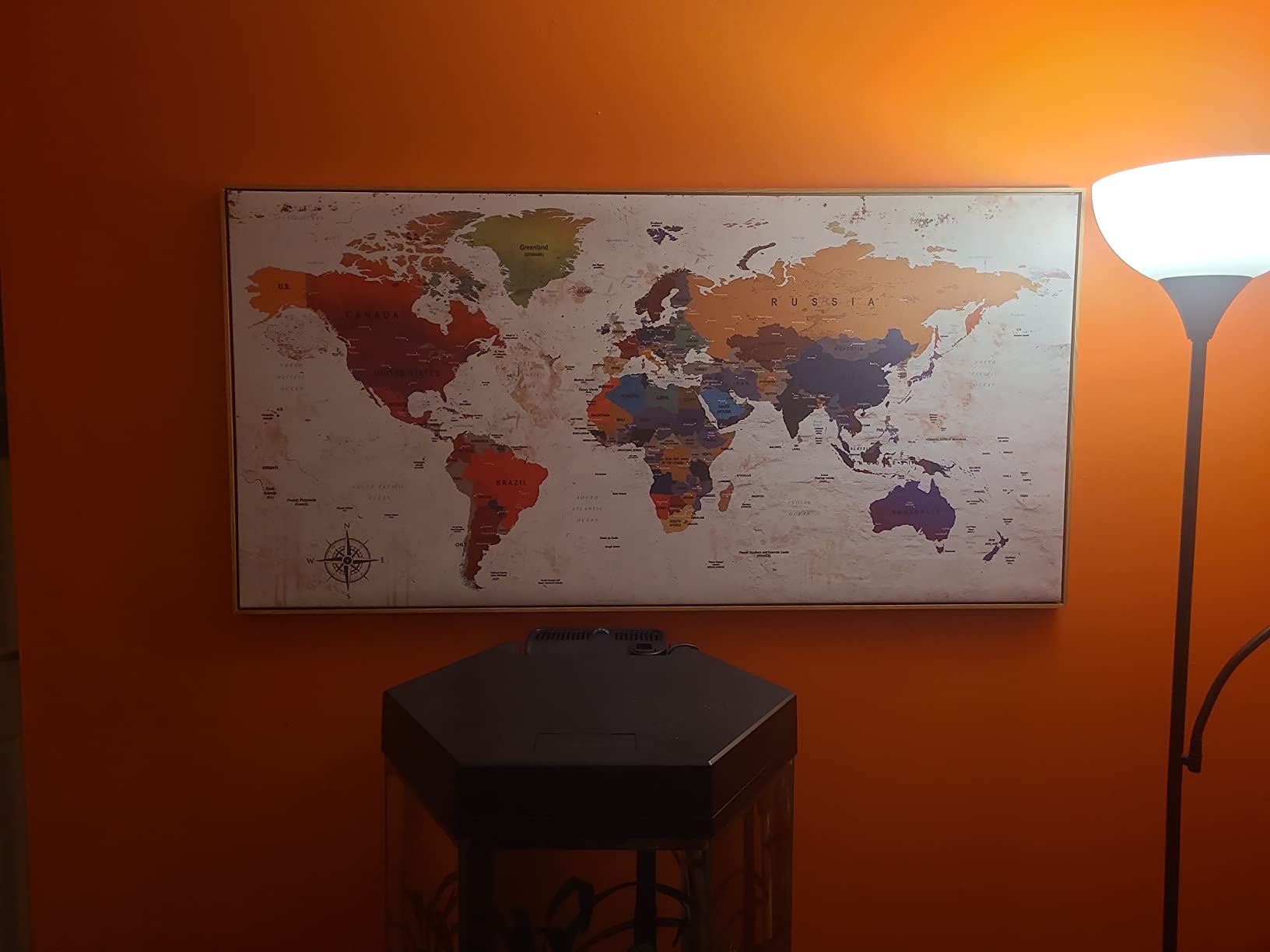 Framed wall art World Map Wall Art Canvas Picture 50cmx100cm Large ...