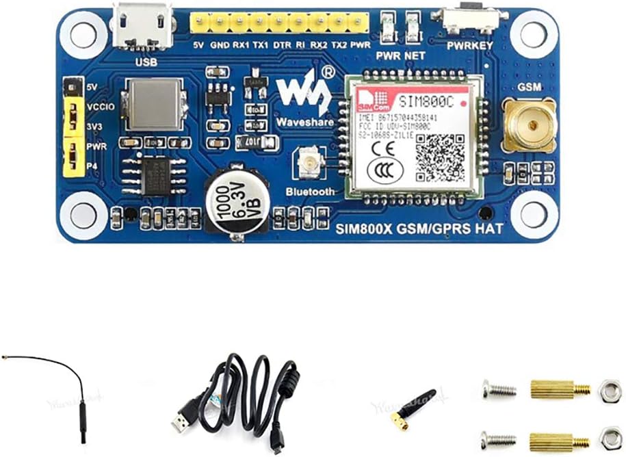 Amazon.com: Raspberry Pi GSM/GPRS/Bluetooth HAT Based on SIM800C ...