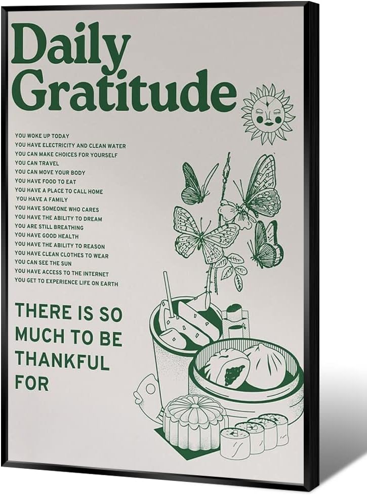 Amazon.com: Vintage Green Inspirational Quotes Daily Gratitude Posters ...