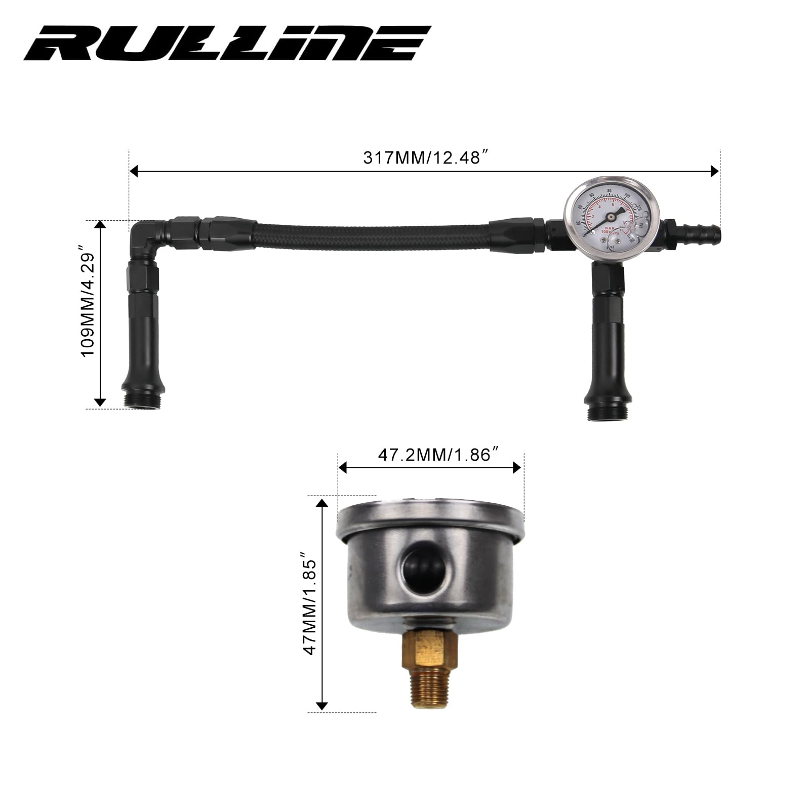 Snapklik.com : RULLINE AN6 Dual-Feed Double Pump Braided Fuel Line