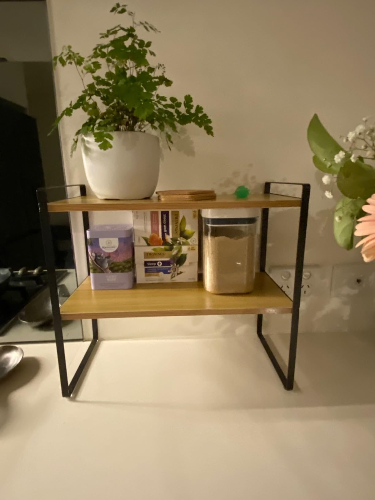 Desktop Organizer, Office Desk Storage Shelf, Desktop Bookcase Wood ...