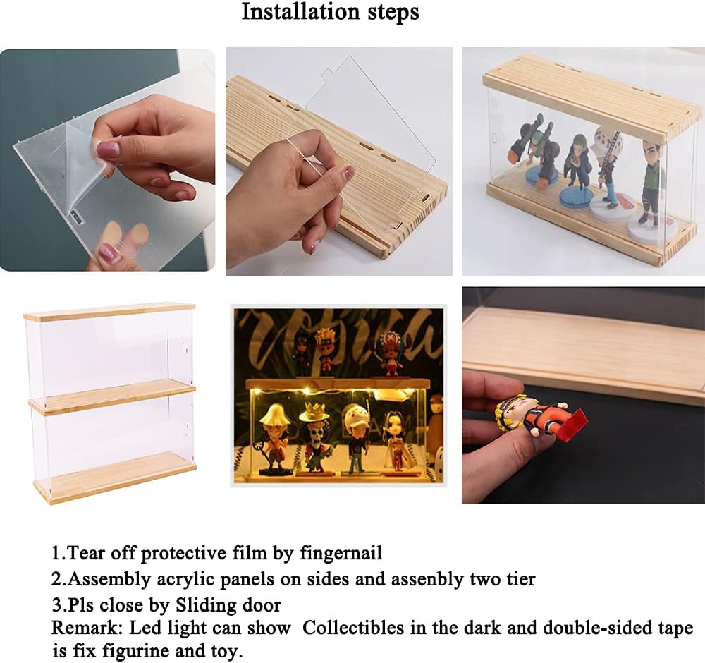 Acrylic Display case for Figures with 2 Tier Storge Box,Figure Display ...
