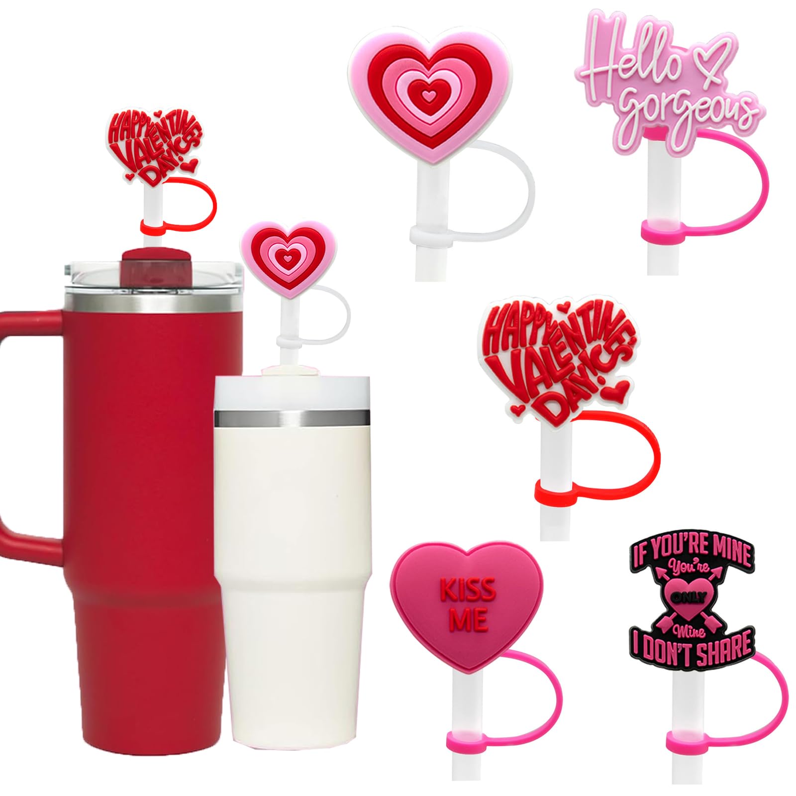 Amazon.com: 10mm Silicone Heart Straw Covers for Stanley 40&30 Oz ...