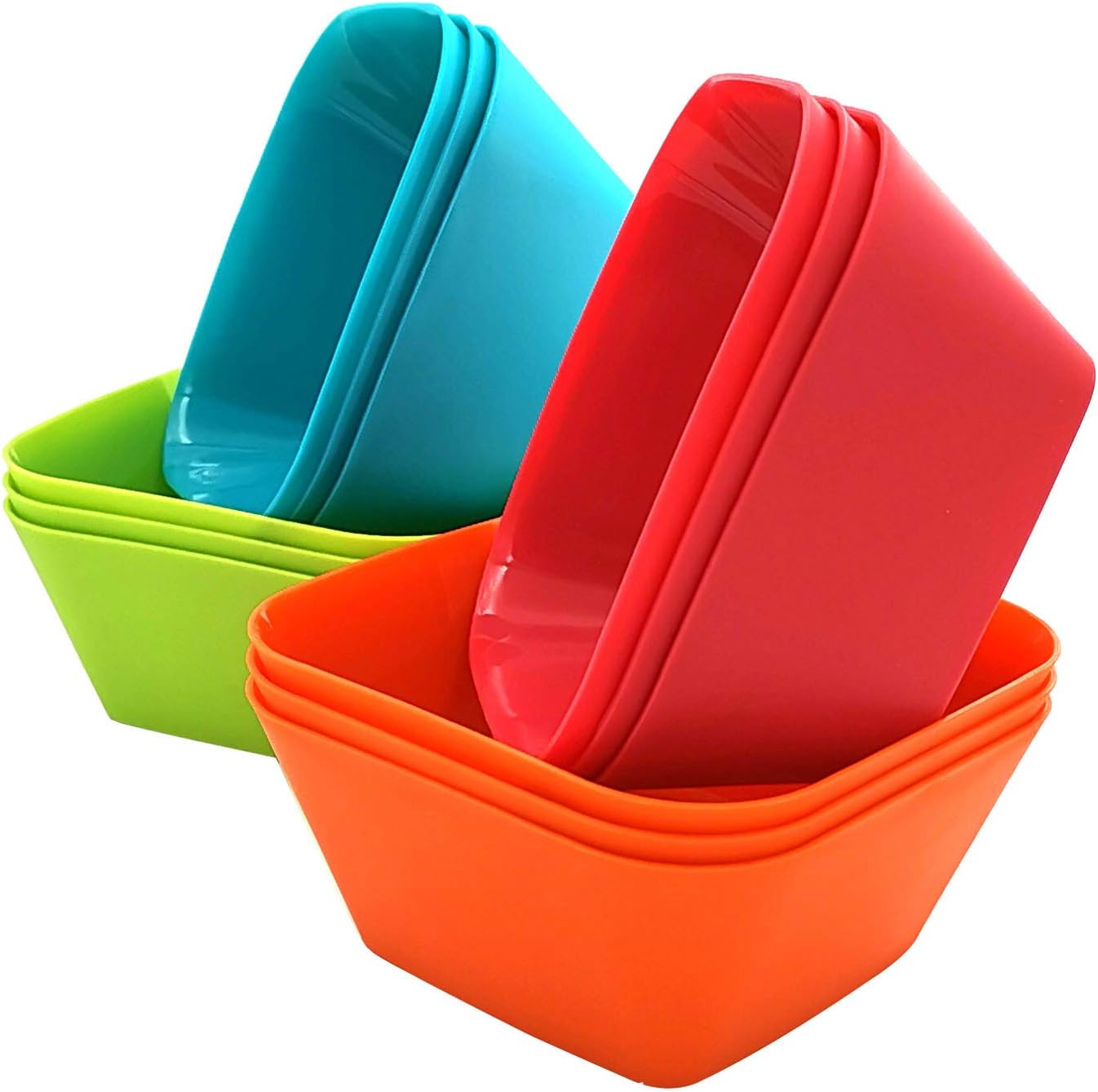Small Square Bowls Plastic Dishwasher Safe BPA-Free for Cereal ...