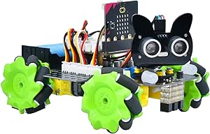 KEYESTUDIO Microbit 4WD Mecanum Robot Car Kit V2 (sin Micro:bit V2) para programación gráfica de ...