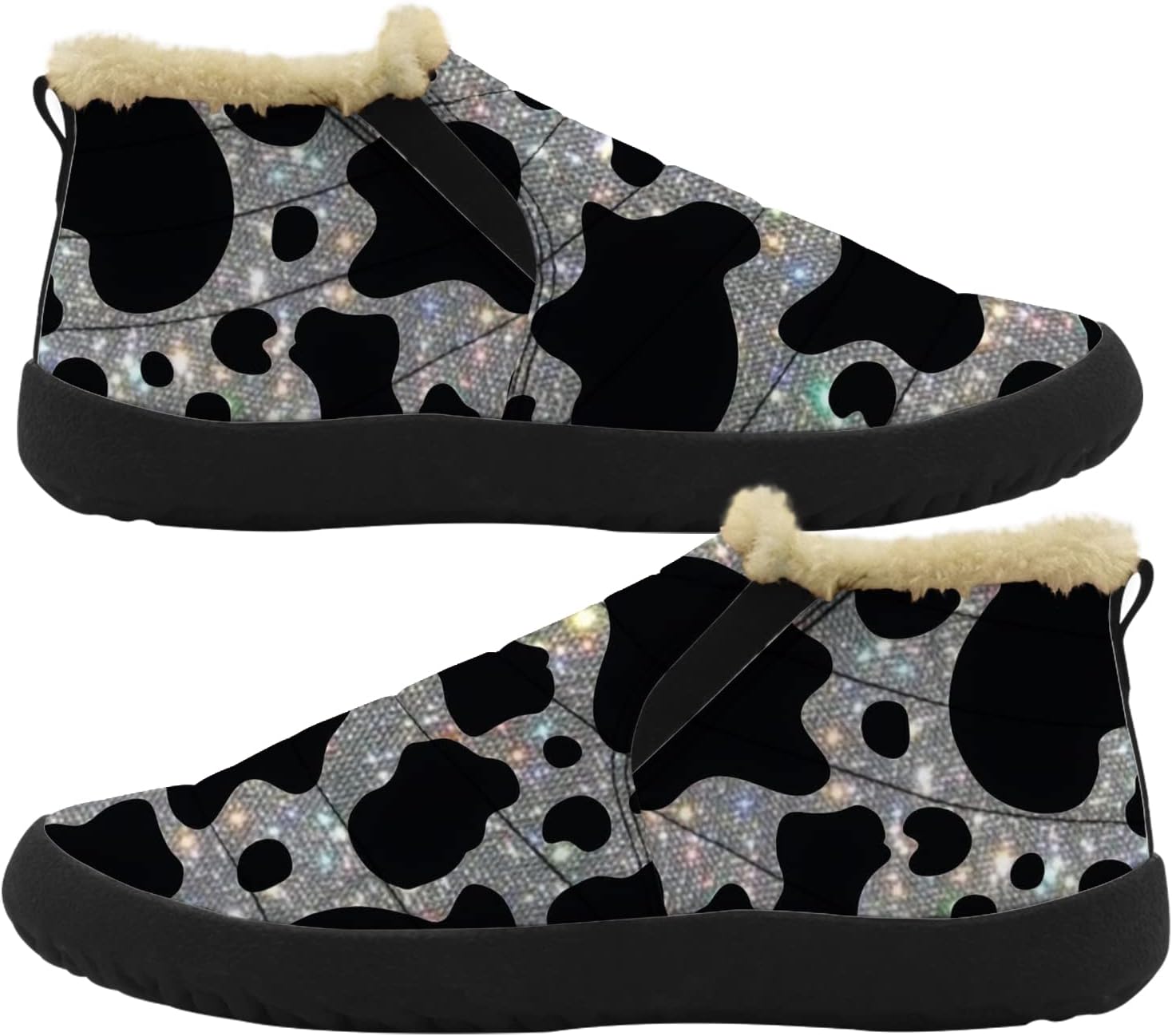 Cow Shoes for Women Men Snow Boots Winter Low Top Fashion Sneakers Slip ...