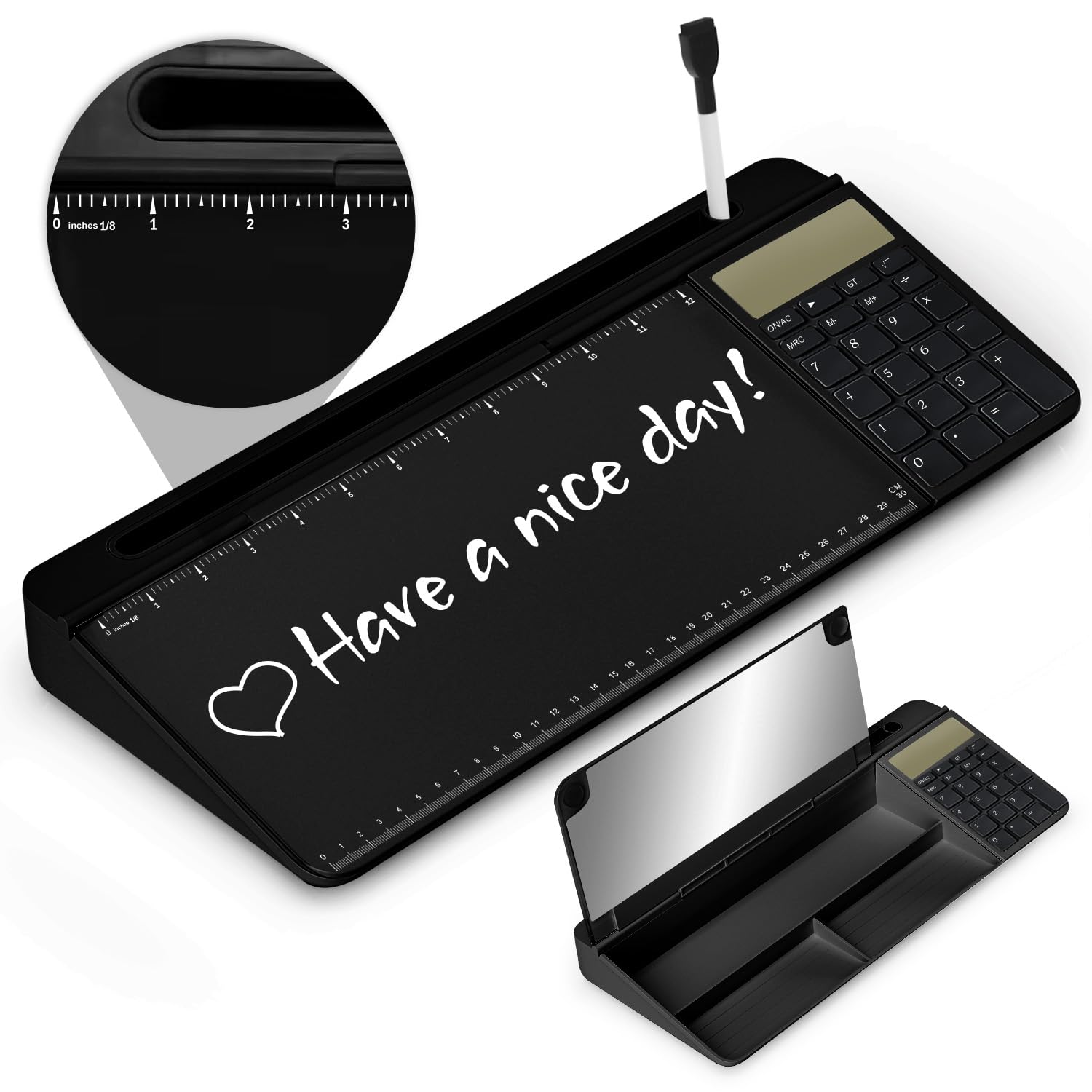 Amazon.com : Desktop Glass Whiteboard with Mirror & Calculator(12 Digit ...