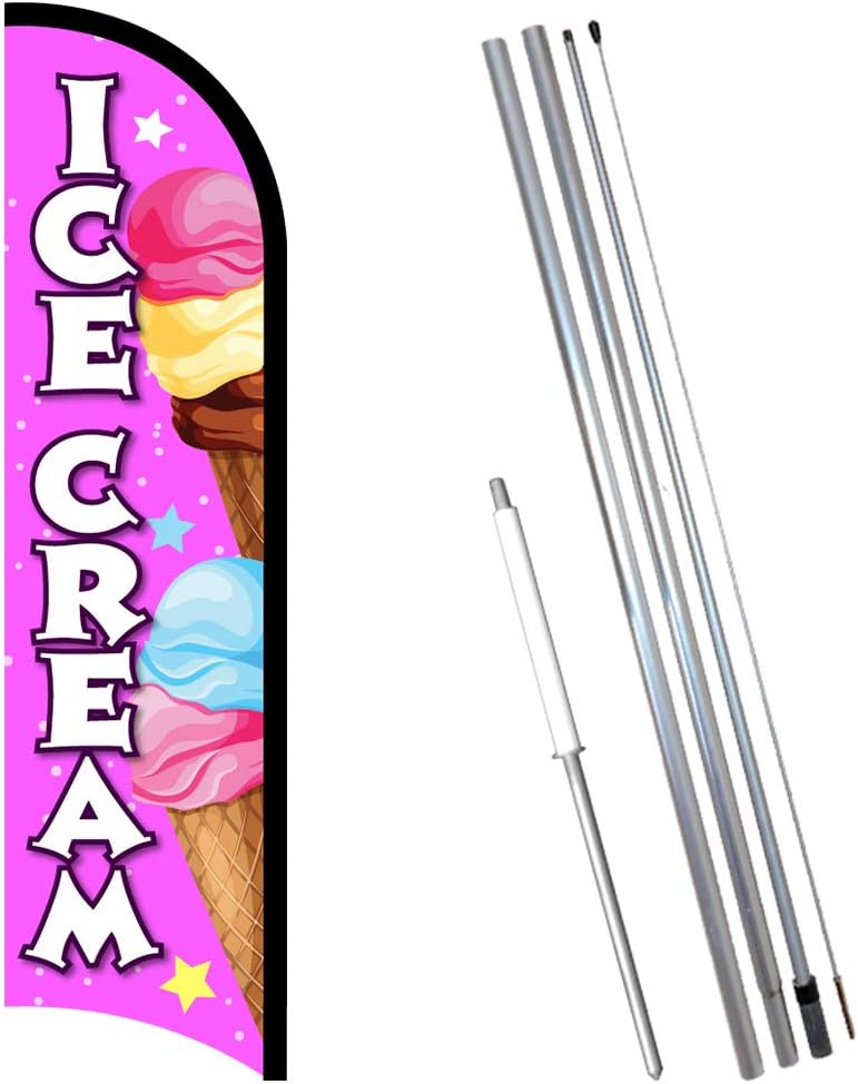 Amazon.com : Ice Cream (Pink) Premium Windless Feather Flag Bundle (11. ...